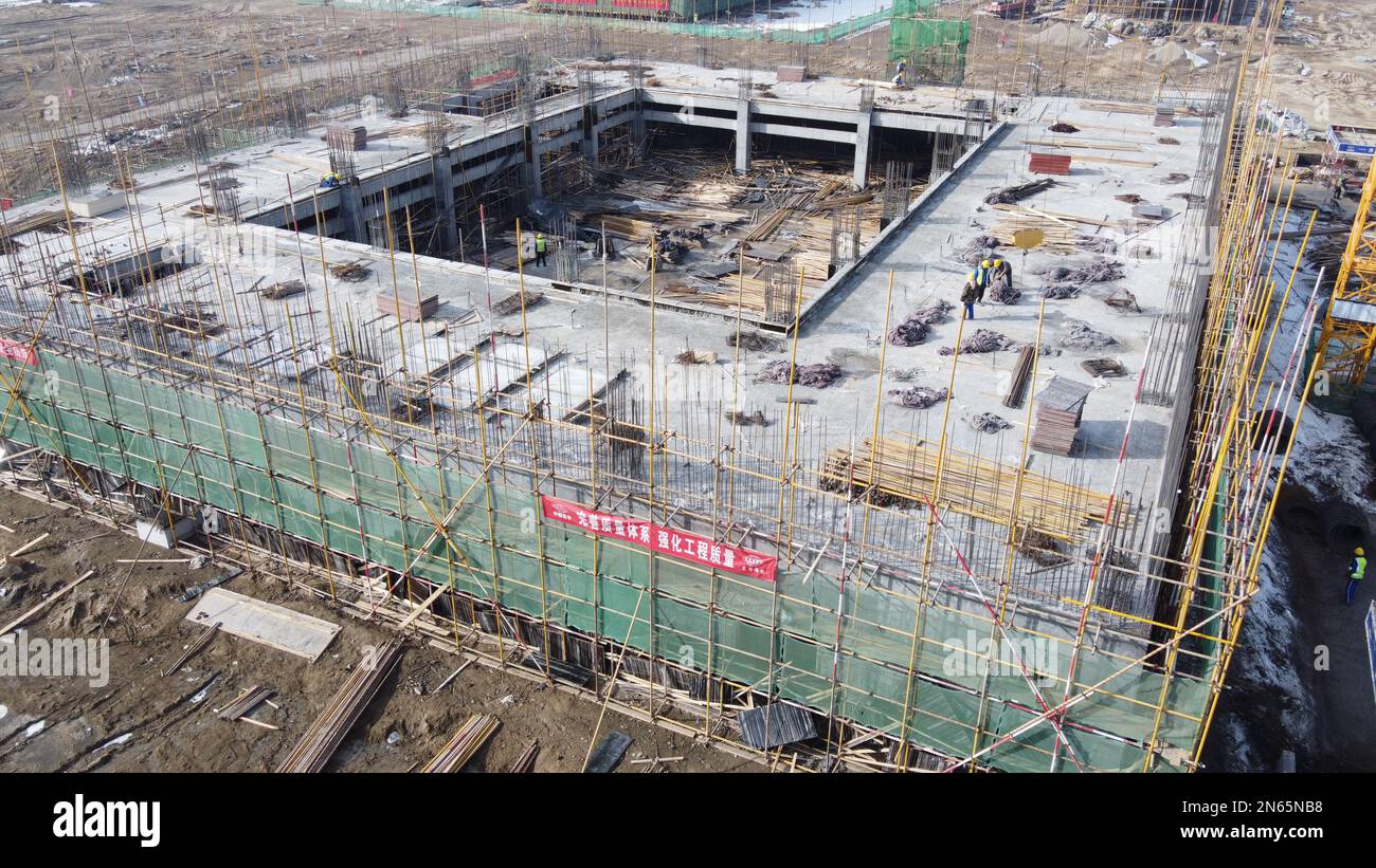 BAZHOU, CHINA - FEBRUARY 9, 2023 - Aerial photo shows the construction ...