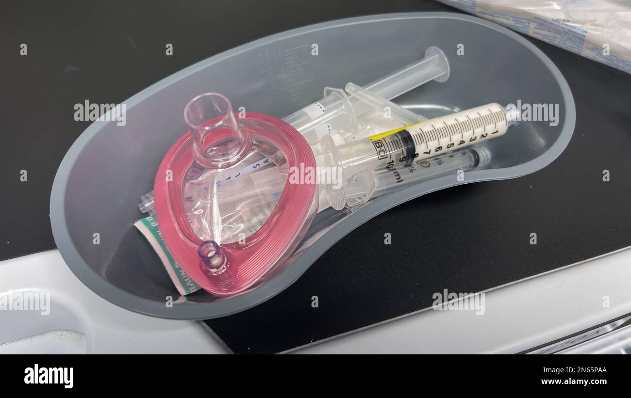 Hospital Drug Medications propofol and blood syringe Stock Photo - Alamy