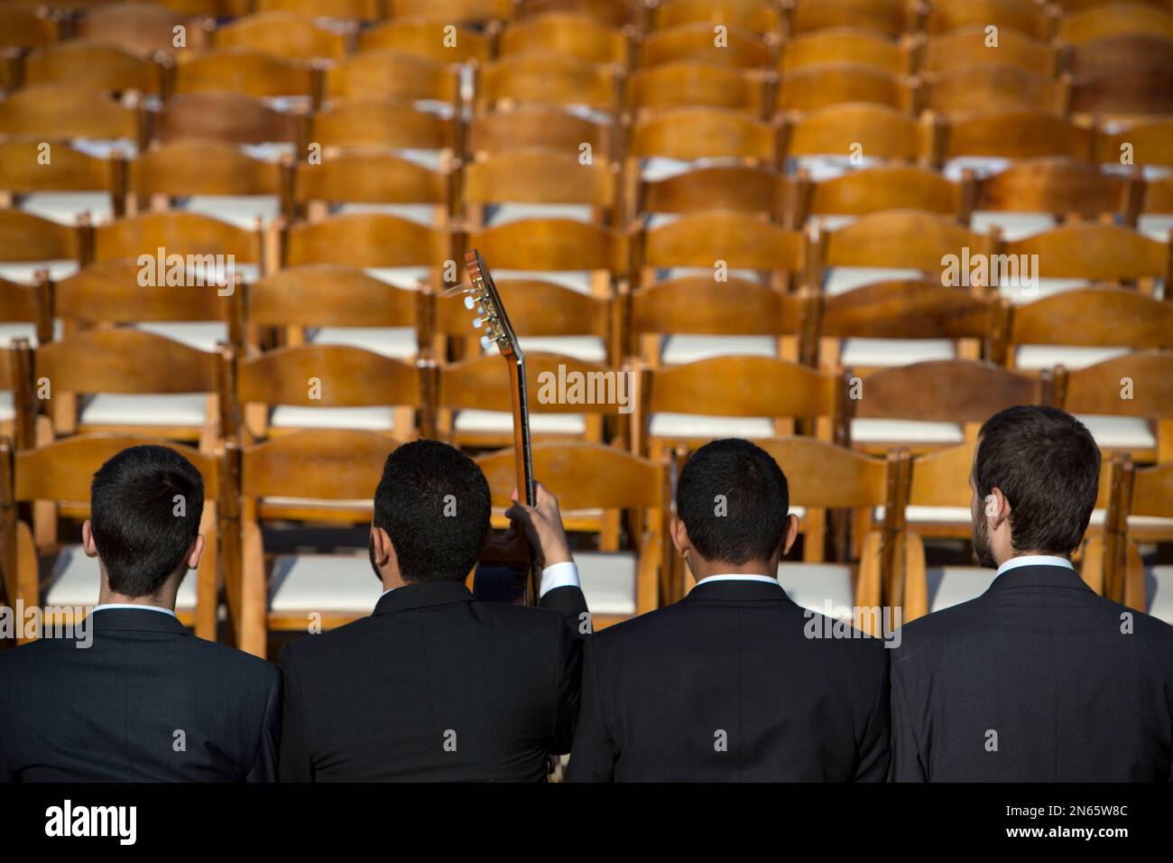 Christian pilgrims wait for the Latin Patriarch of Jerusalem Fouad Twal ...