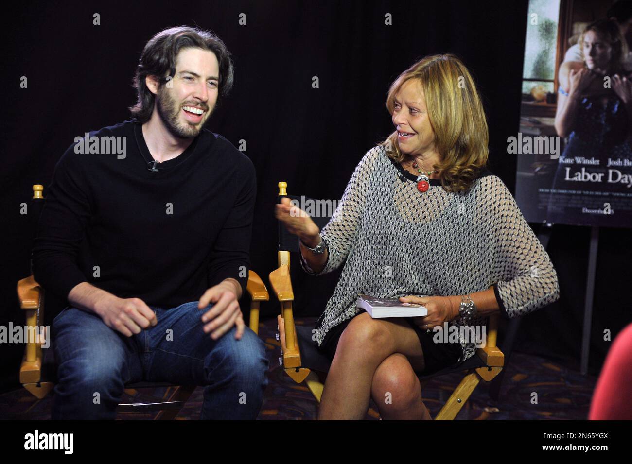 Director Jason Reitman, left, and author Joyce Maynard attend AARP's ...