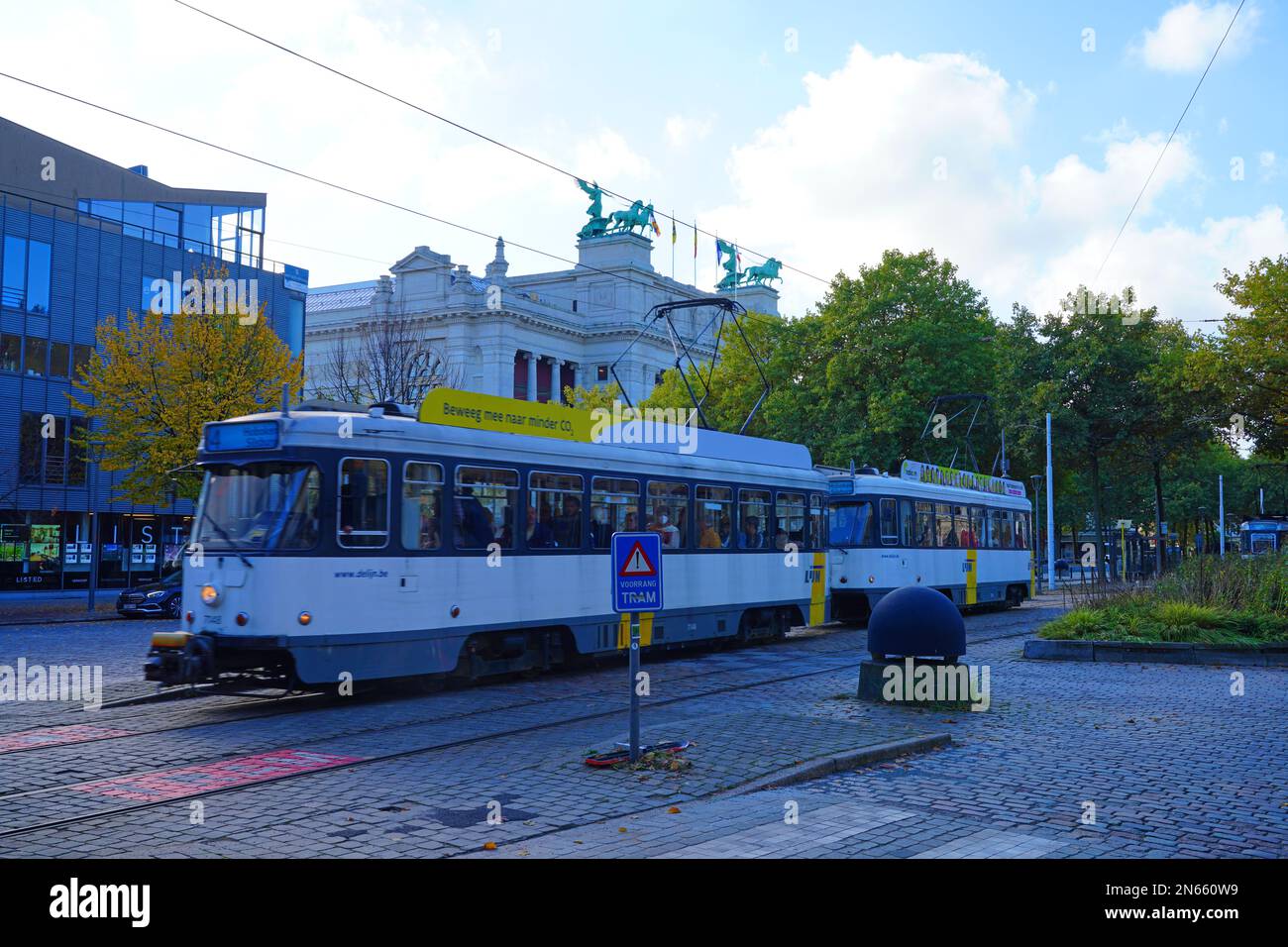 ANTWERP, BELGIUM –18 OCT 2022- View of a tramway on the street in ...