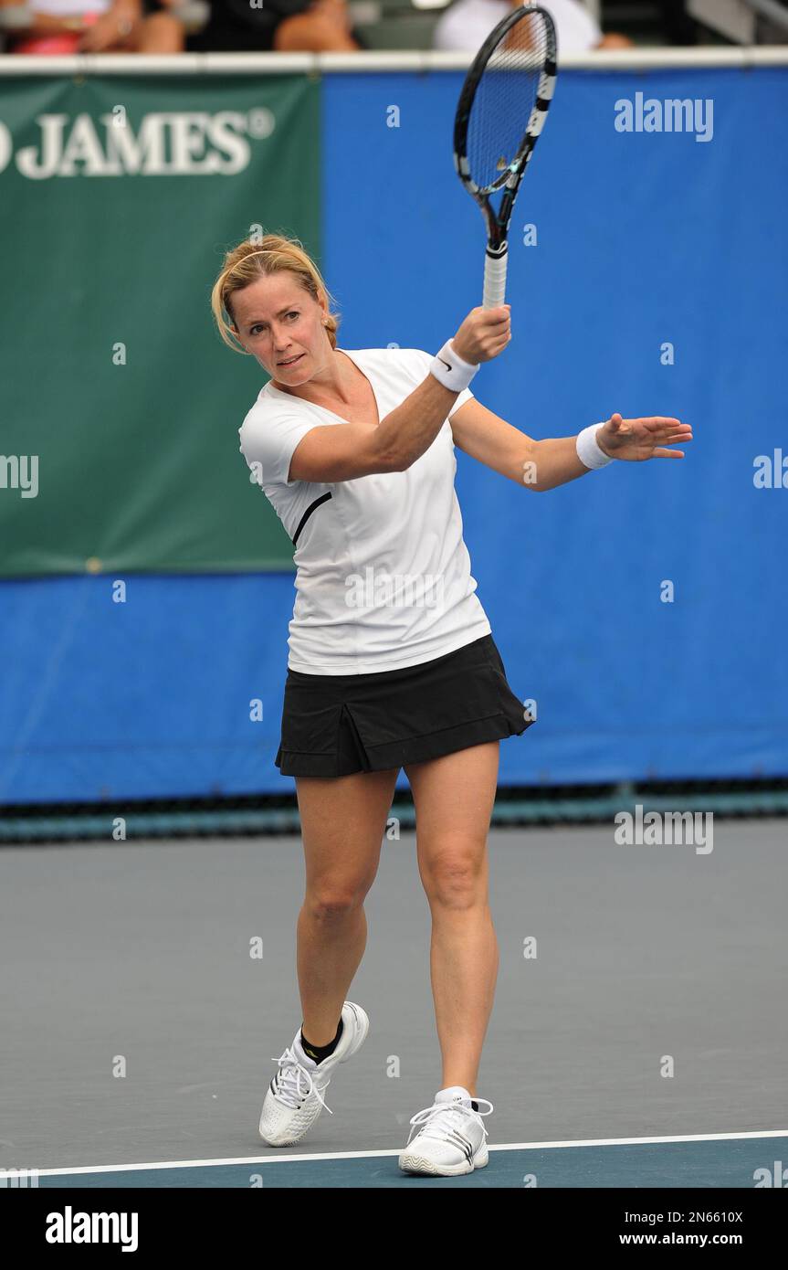 Elisabeth Shue competes in the 2013 Chris Evert/Raymond James Pro ...
