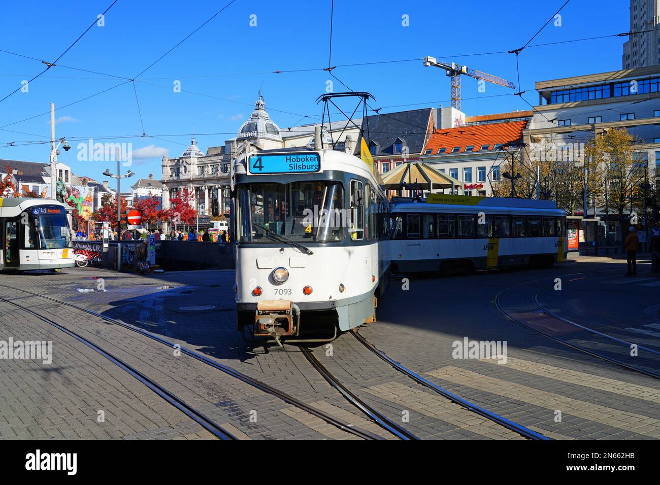 ANTWERP, BELGIUM –18 OCT 2022- View of a tramway on the street in ...