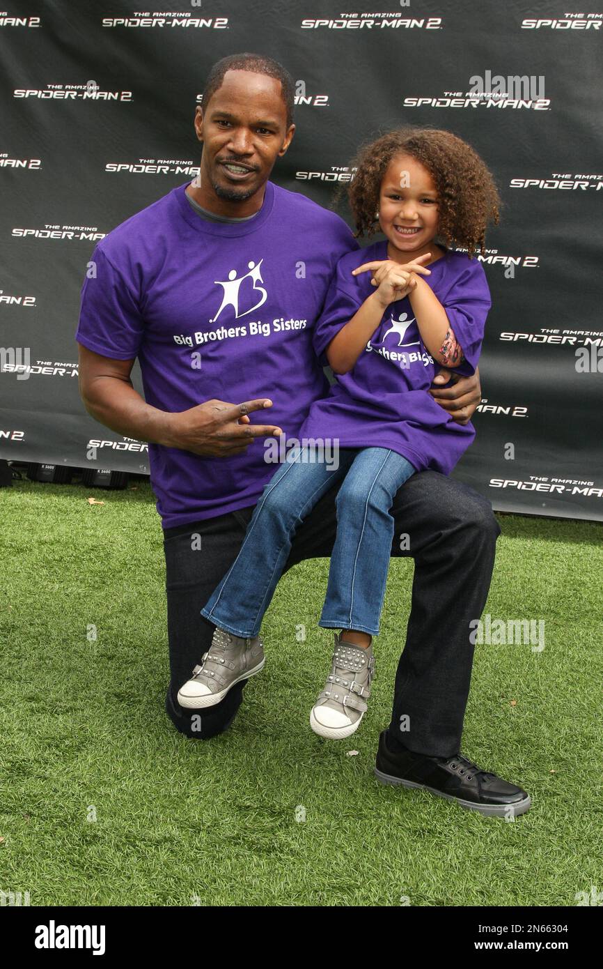 Actor Jamie Foxx And Daughter Anelise Bishop Attend A Photo Call For The Amazing Spider Man 2 At