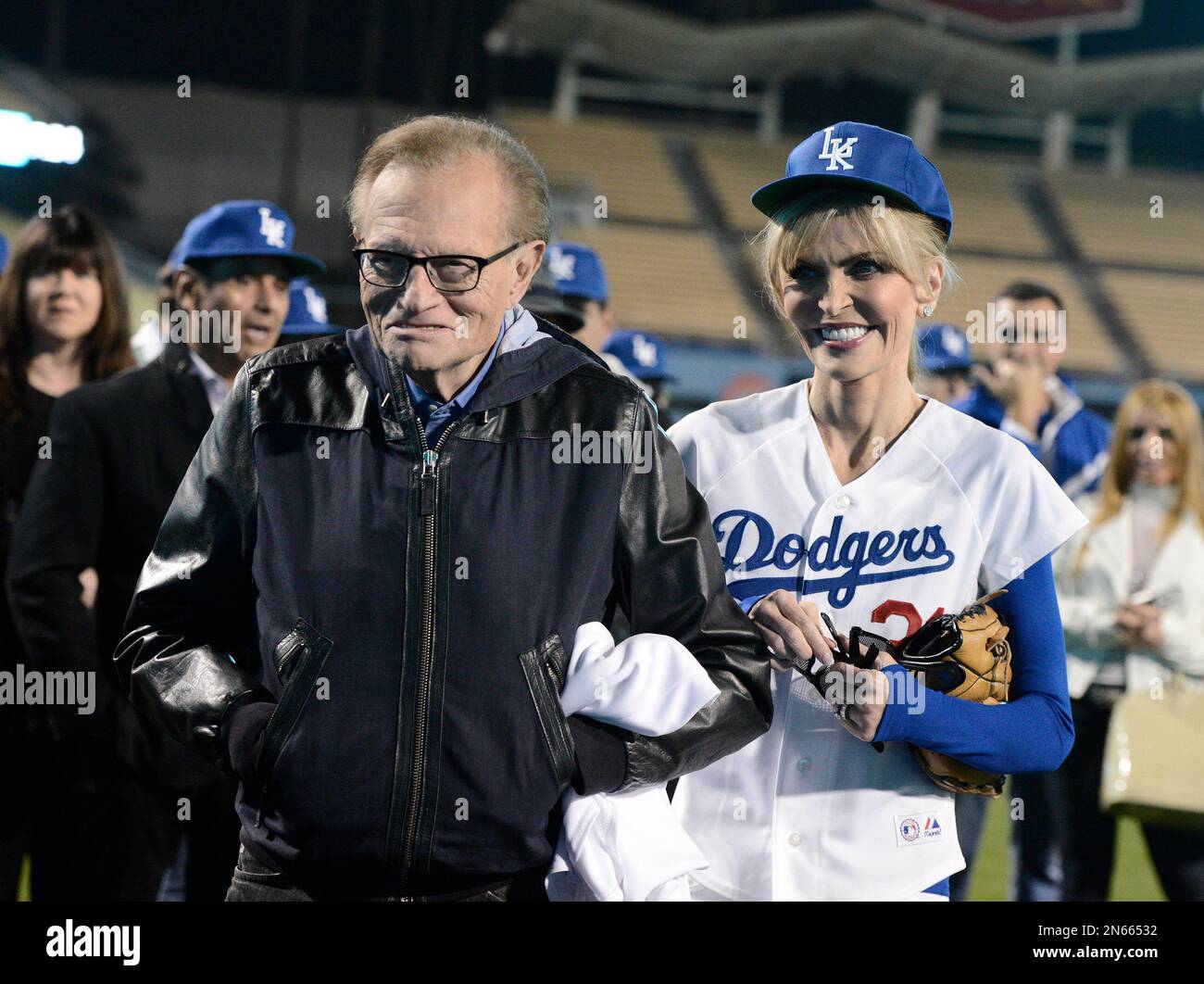 Television personality Larry King, left, and his wife Shawn King pose ...