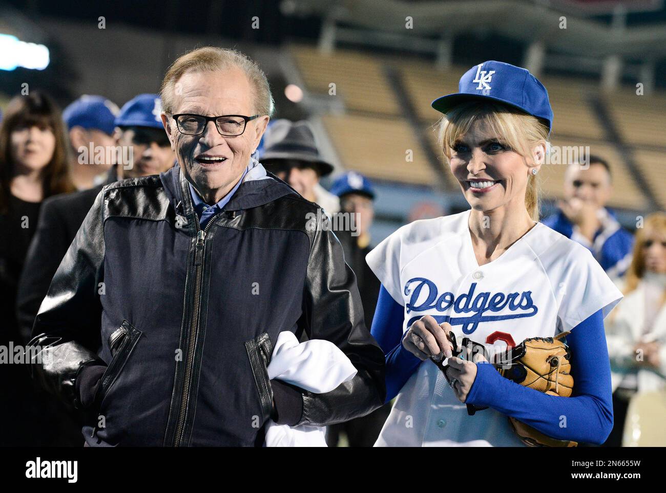 Television personality Larry King, left, and his wife Shawn King pose ...