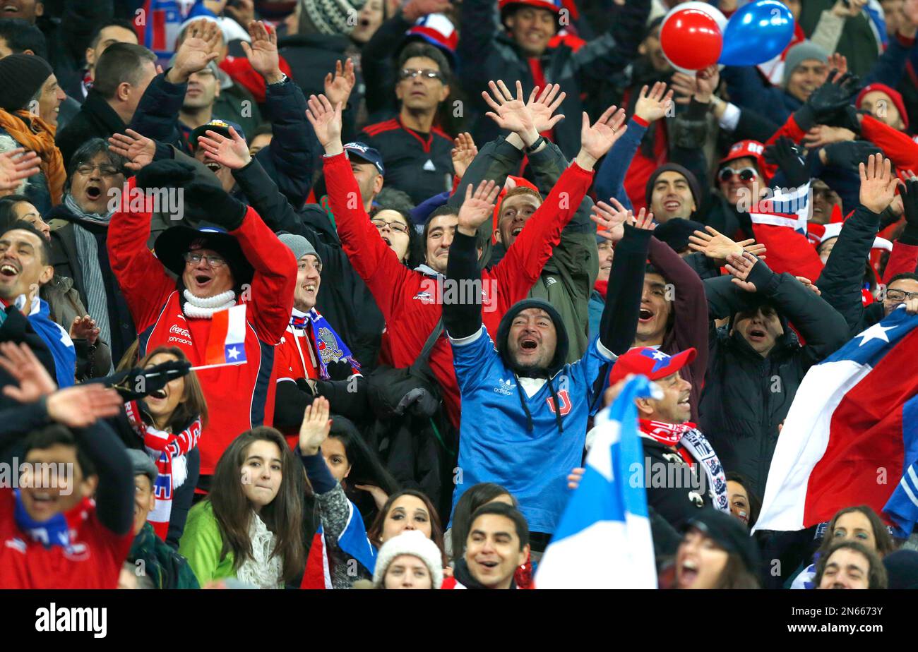 Chile's fans celebrate after their second goal is scored during the ...