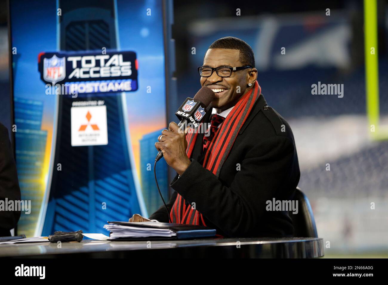 NFL Network analyst Michael Irvin broadcasts after an NFL football game ...