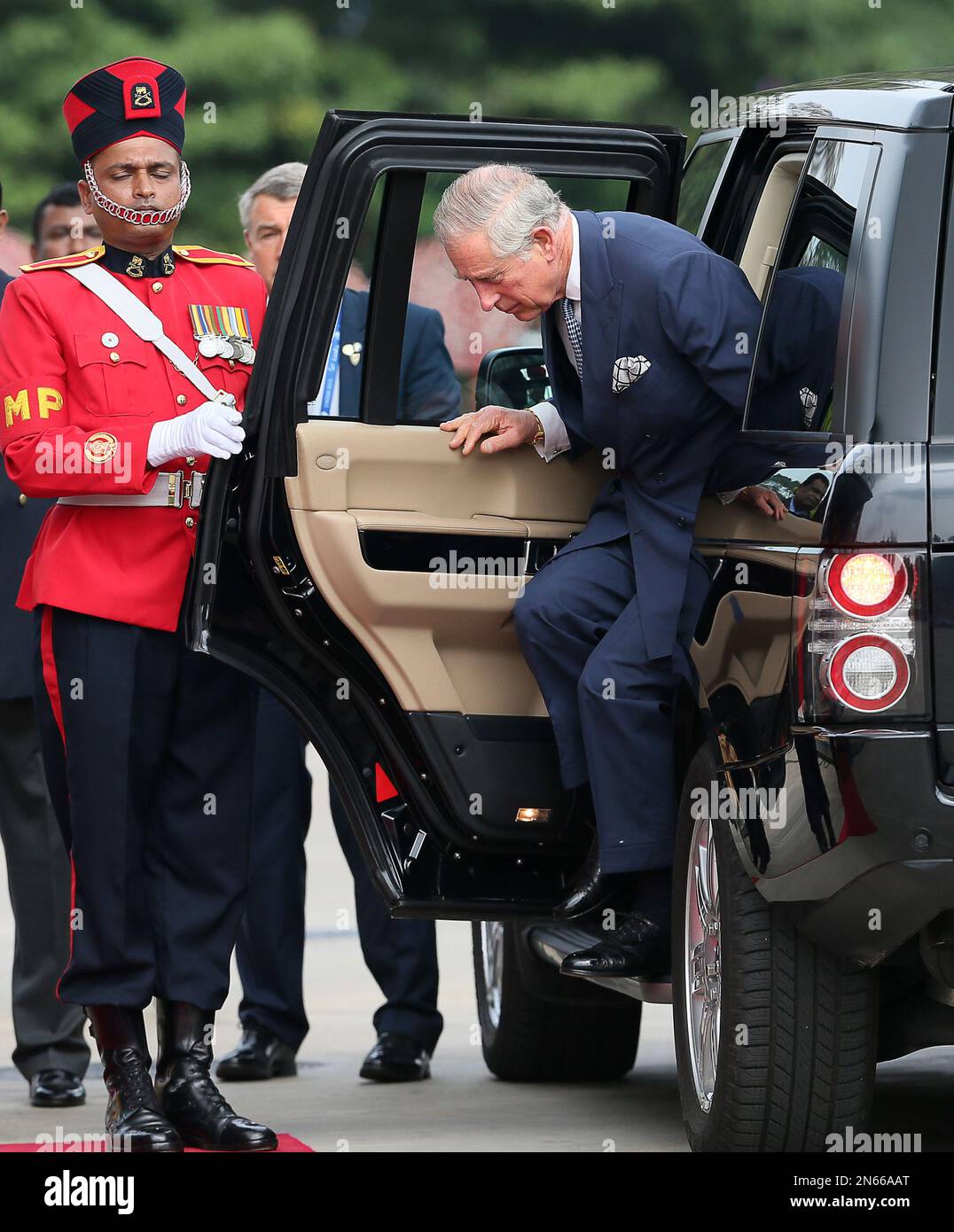 Britain's Prince Charles arrives at the Nelum Pokuna Mahinda Rakapaksa ...