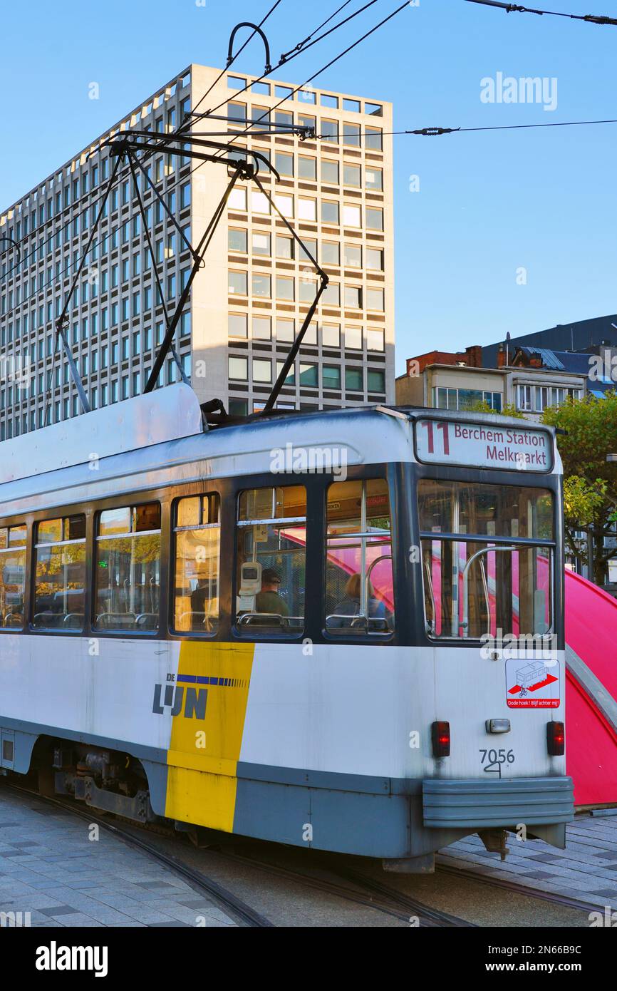 ANTWERP, BELGIUM –18 OCT 2022- View of a tramway on the street in ...