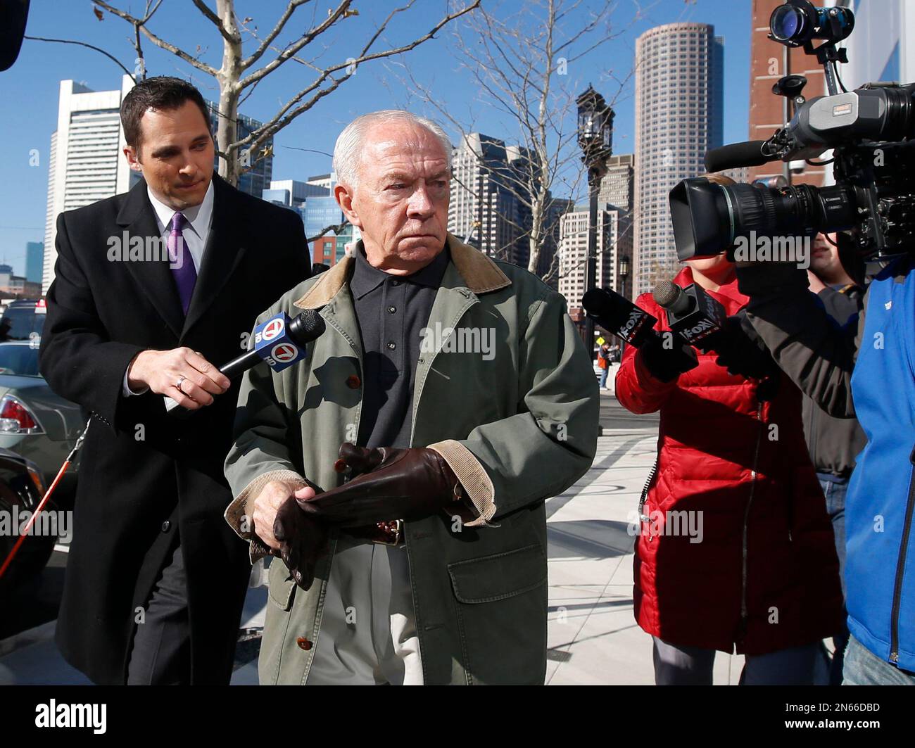 Jackie Bulger, walks from federal court in Boston, Thursday, Nov. 14 ...