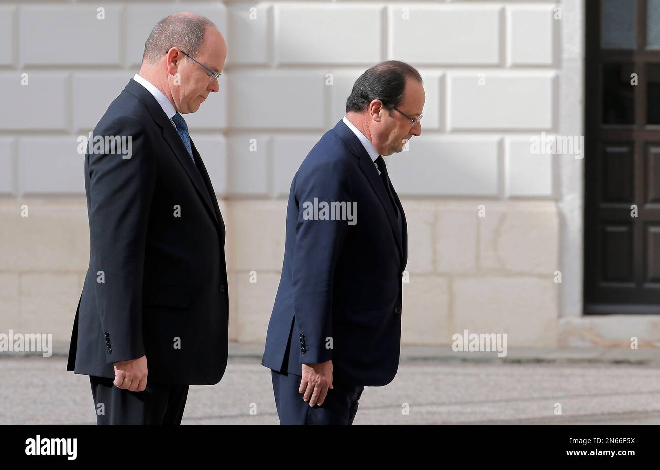 Prince Albert II of Monaco, left, welcomes French President Francois ...