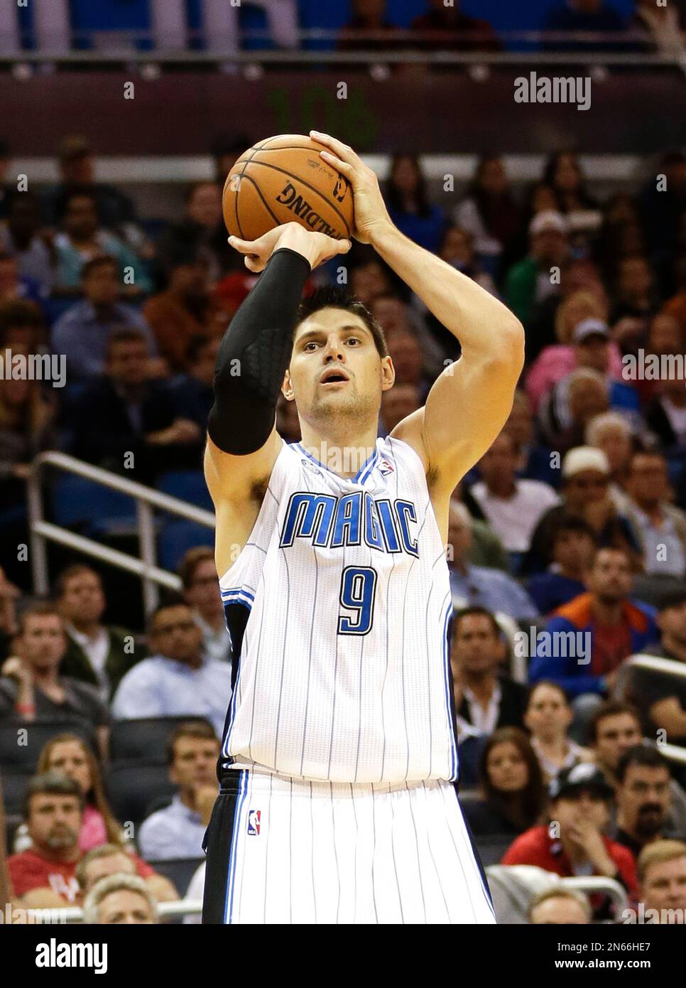 Orlando Magic's Nikola Vucevic (9), of Montenegro, shoots a jump shot ...
