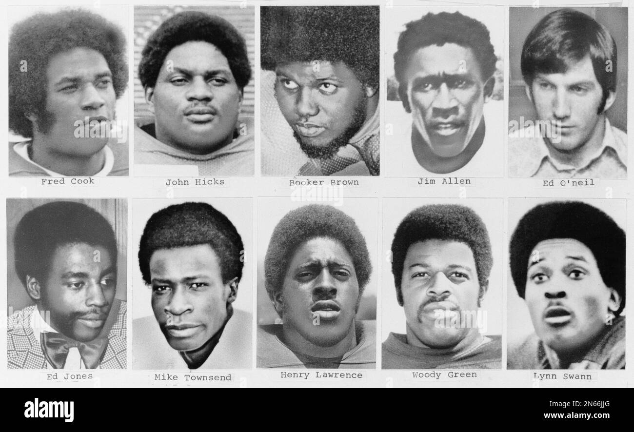 NFL draft players are shown in 1974. Top, from left: Fred Cook, John ...