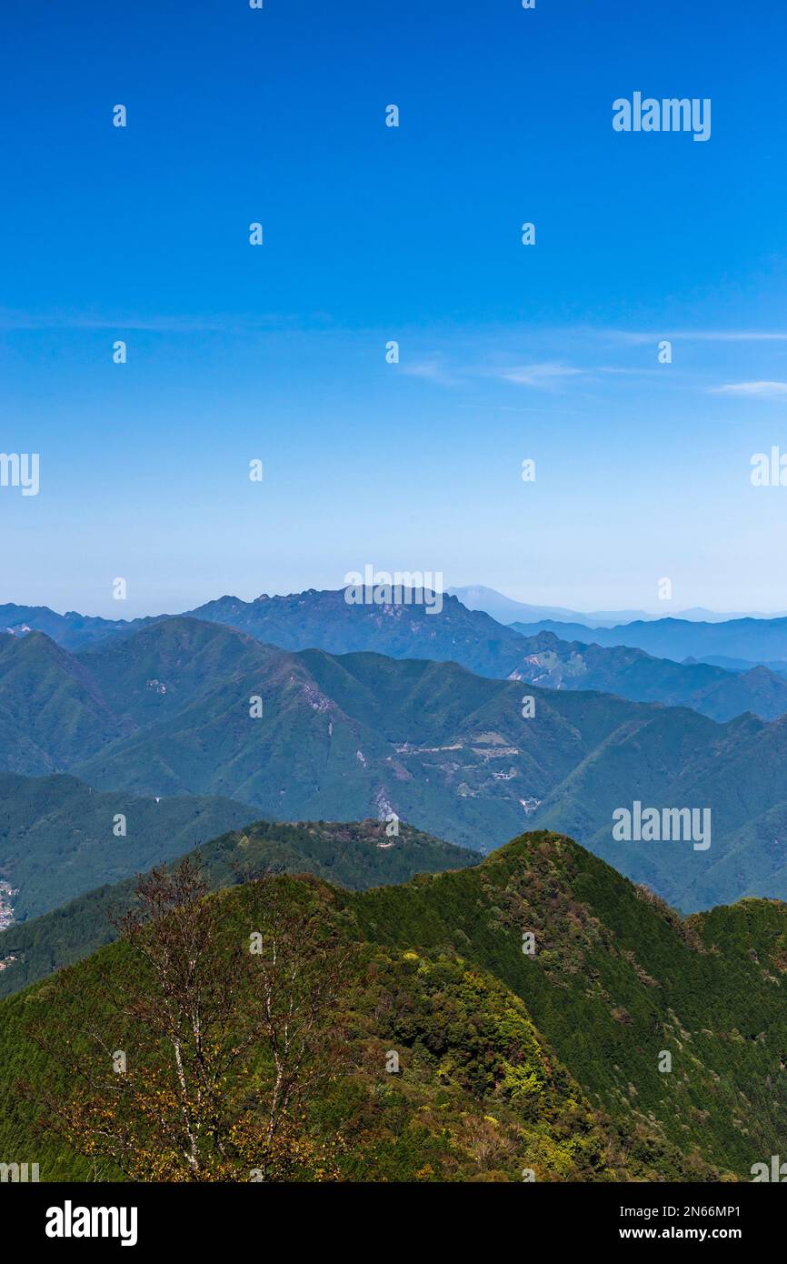 View of Chichibu mountains(Mt. Ryokami), on Mitsmine route for Mt ...