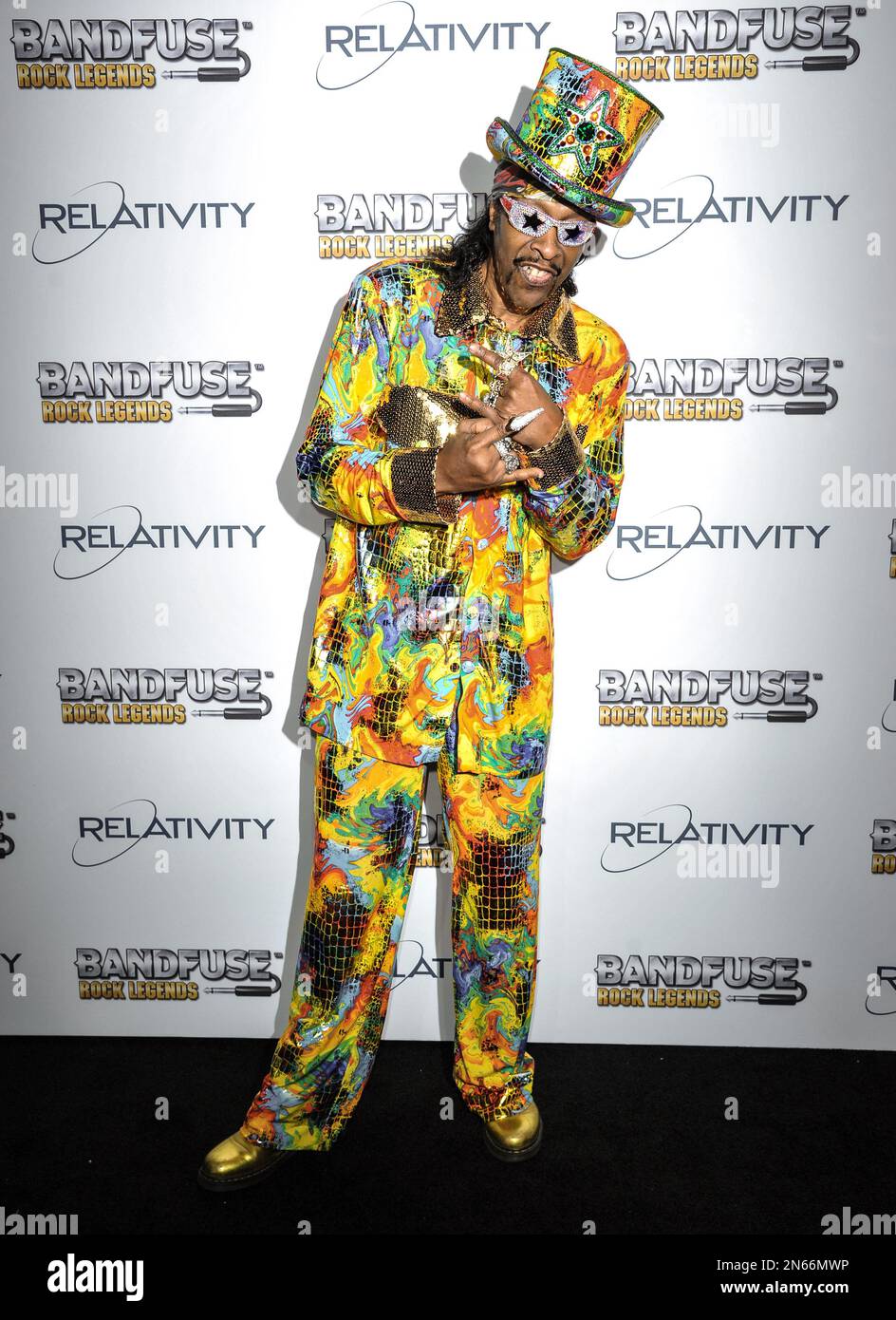 Bootsy Collins arrives at the "Bandfuse: Rock Legends" video game ...