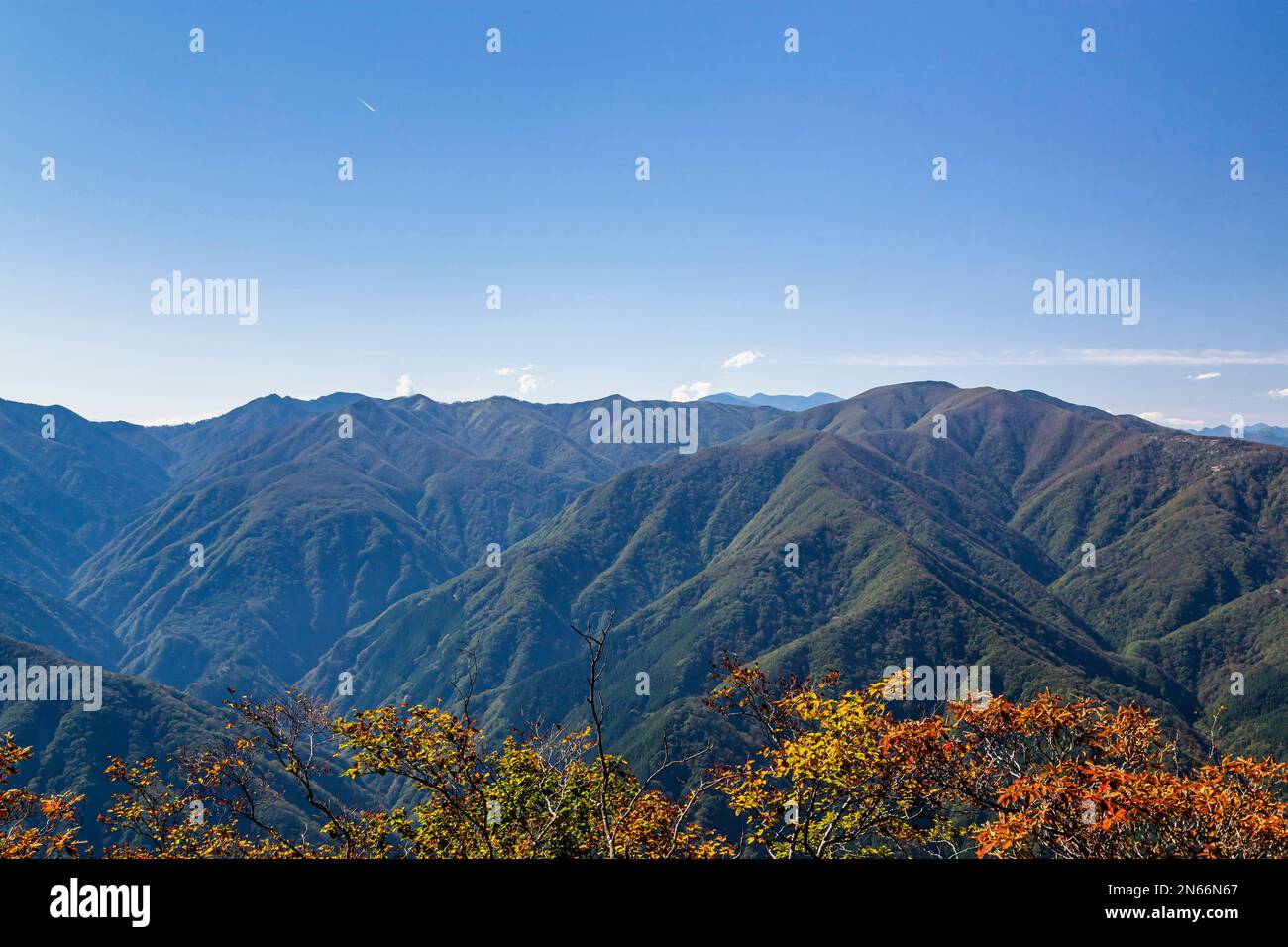 View of Chichibu mountains, from Mitsumine route to Mt.Kumotori(highest ...