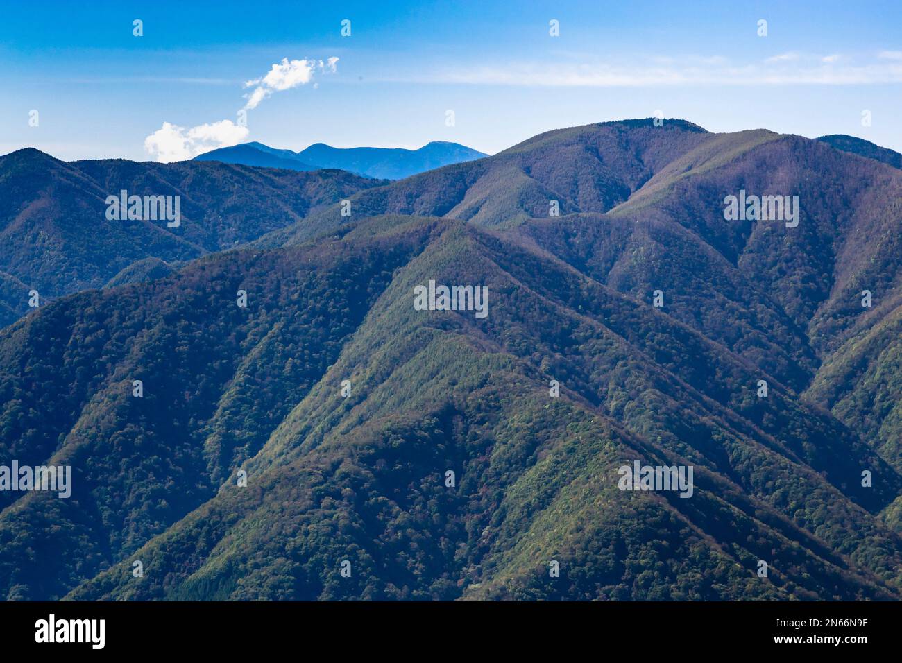 View of Chichibu mountains, from Mitsumine route to Mt.Kumotori(highest ...