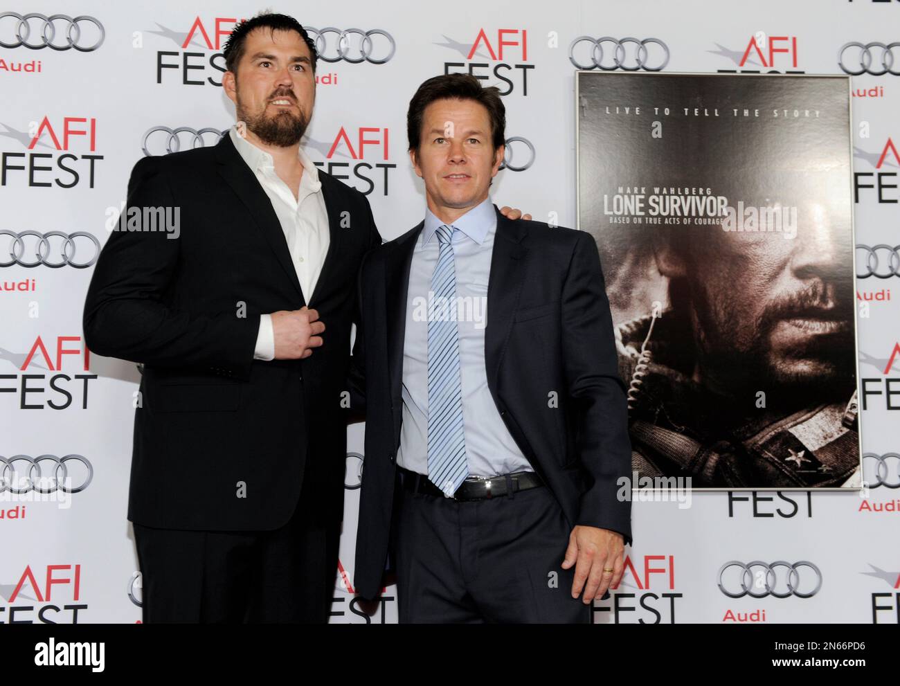 Mark Wahlberg, right, and retired petty officer 1st class Marcus ...