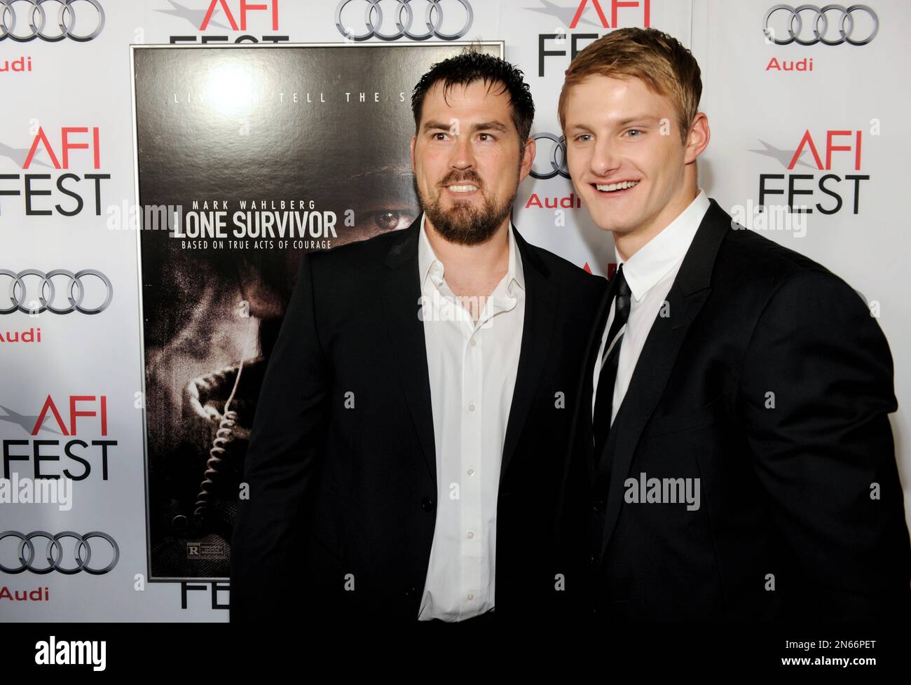 Alexander Ludwig, right, and retired petty officer 1st class Marcus ...