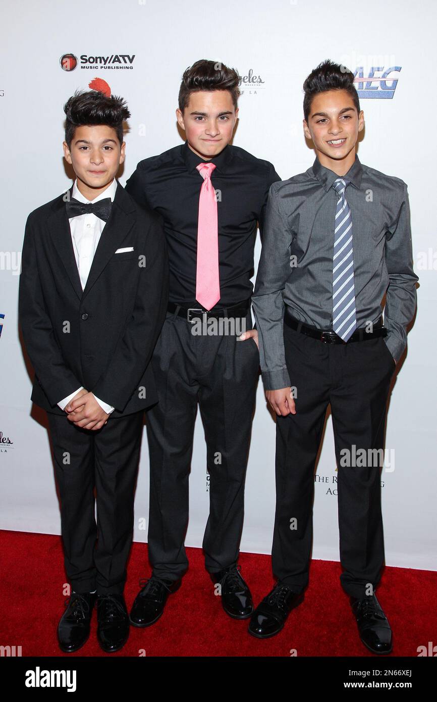From left Ian, Israel, and Isaac of The Roney Boys arrive at the GRAMMY ...