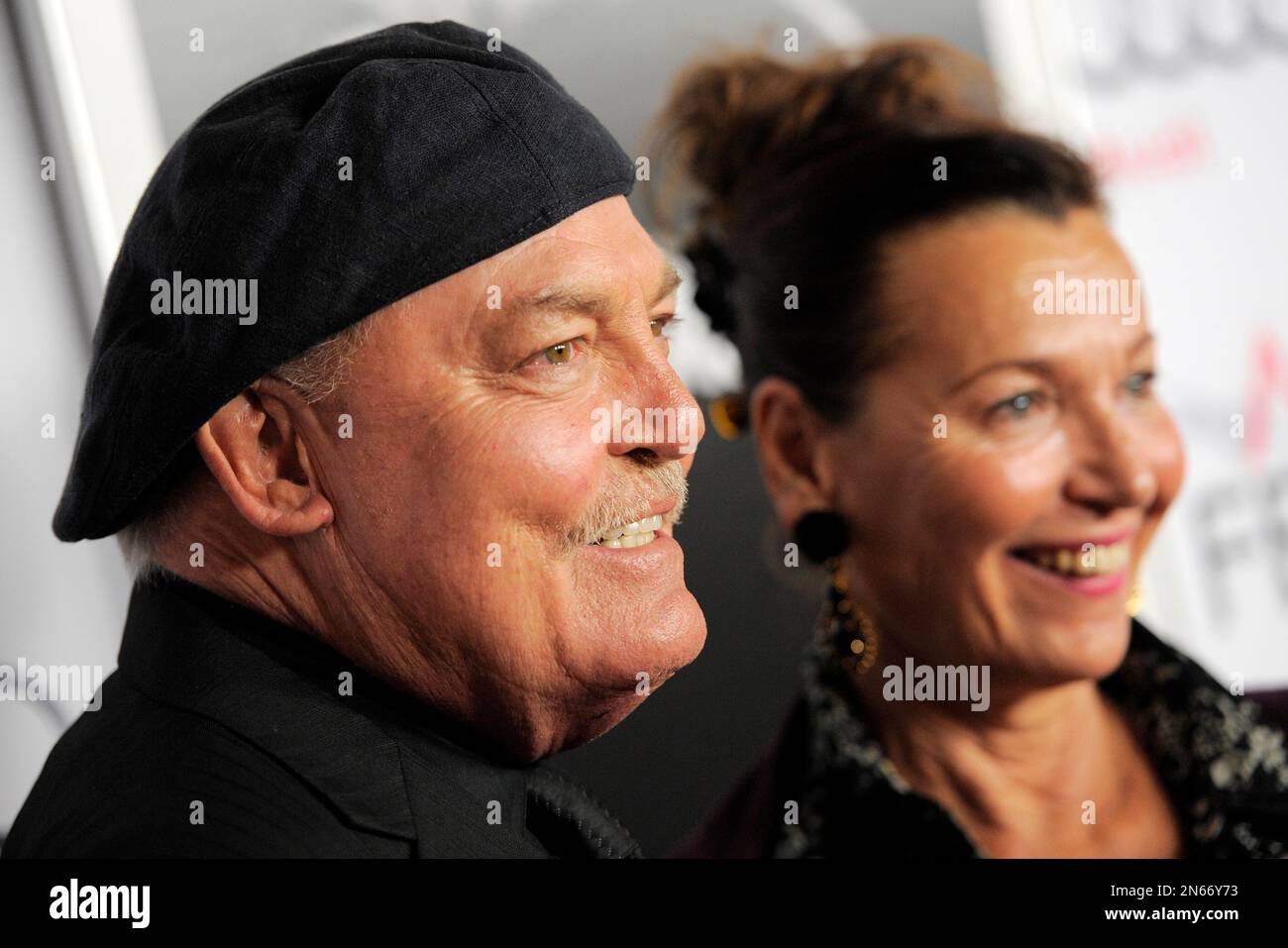 Stacy Keach, left, a cast member in "Nebraska," poses with his wife ...