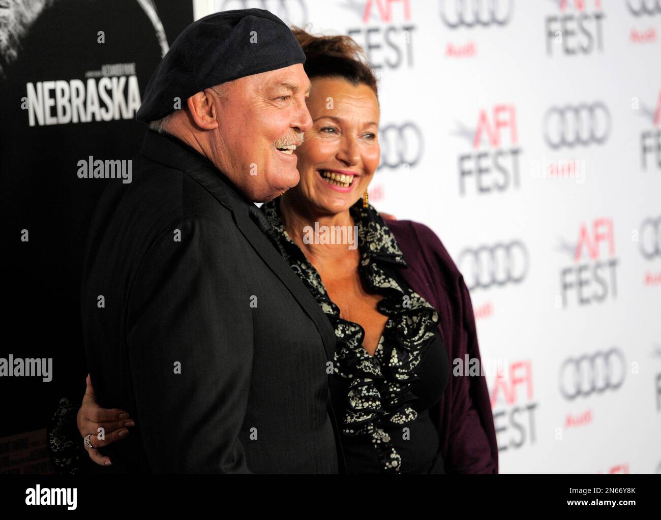 Stacy Keach, a cast member in "Nebraska," poses with his wife Malgosia ...