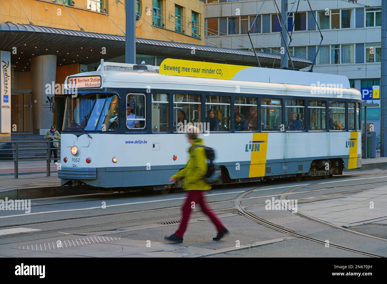 ANTWERP, BELGIUM –18 OCT 2022- View of a tramway on the street in ...