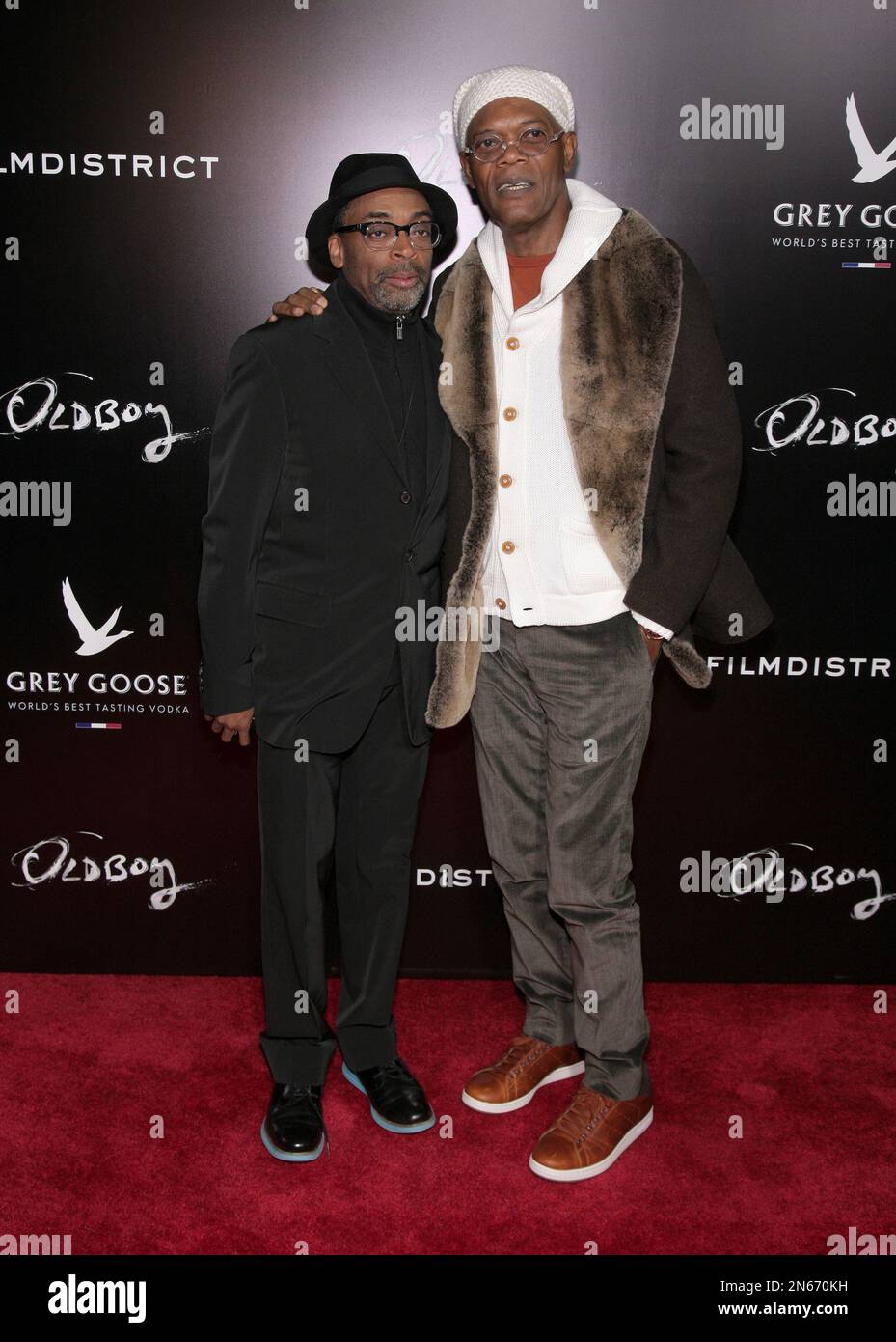 Director Spike Lee, left, and actor Samuel L. Jackson, right, attend a ...