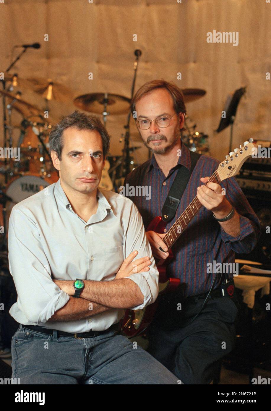 Donald Fagen, left, and Walter Becker of Steely Dan pose together at ...