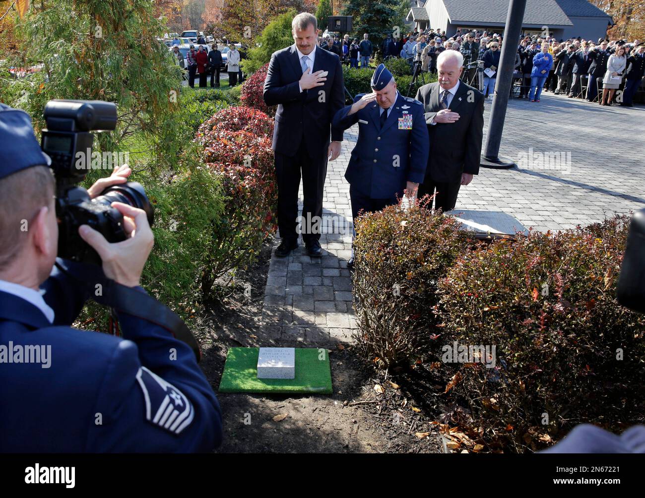 Brig. Gen. Michael L. Cunniff , center, and Rep. Jon Runyan, R-NJ, left ...
