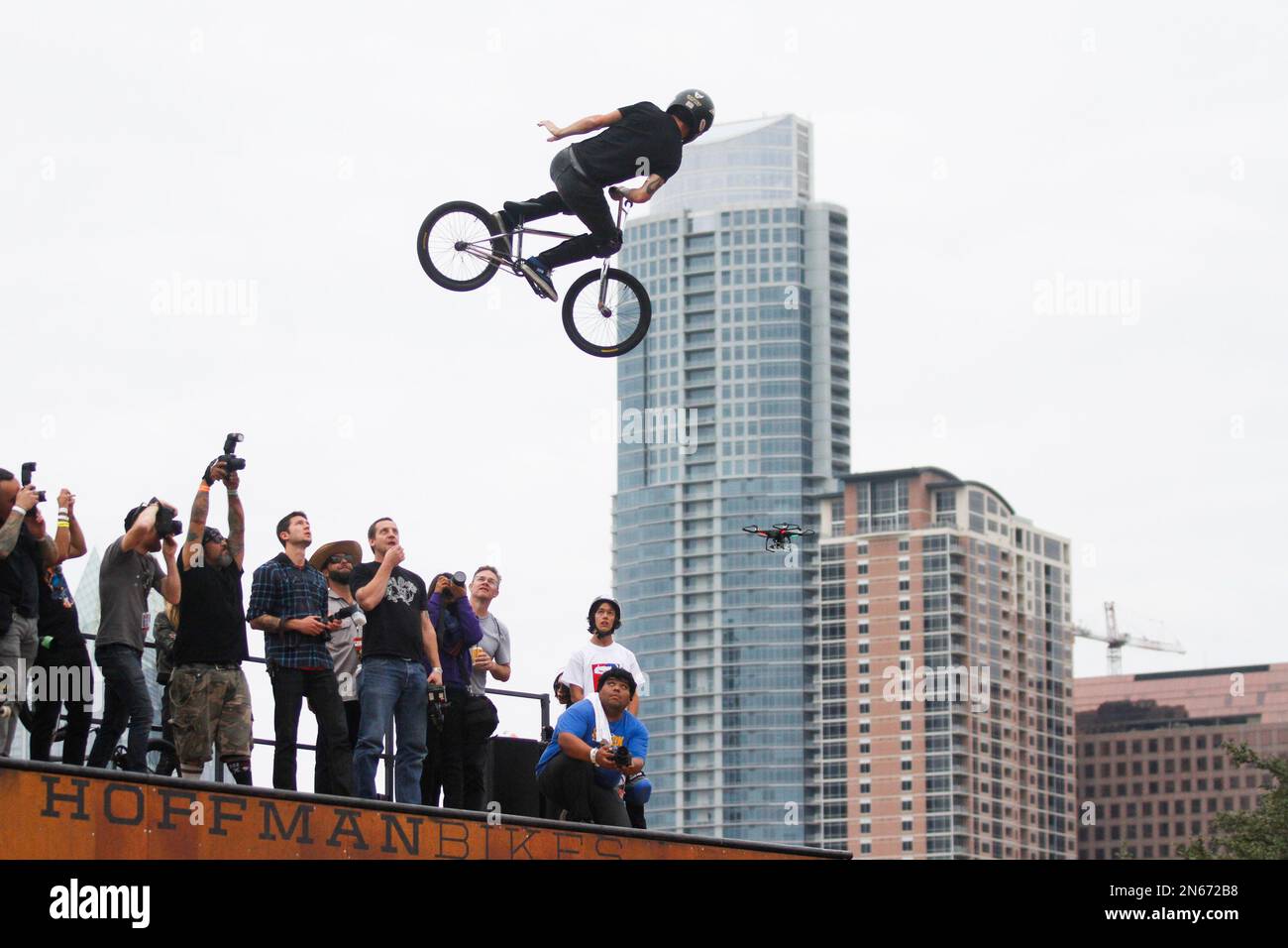 Simon Tabron rides in the Vert Jam exhibition during Fun Fun Fun Fest ...