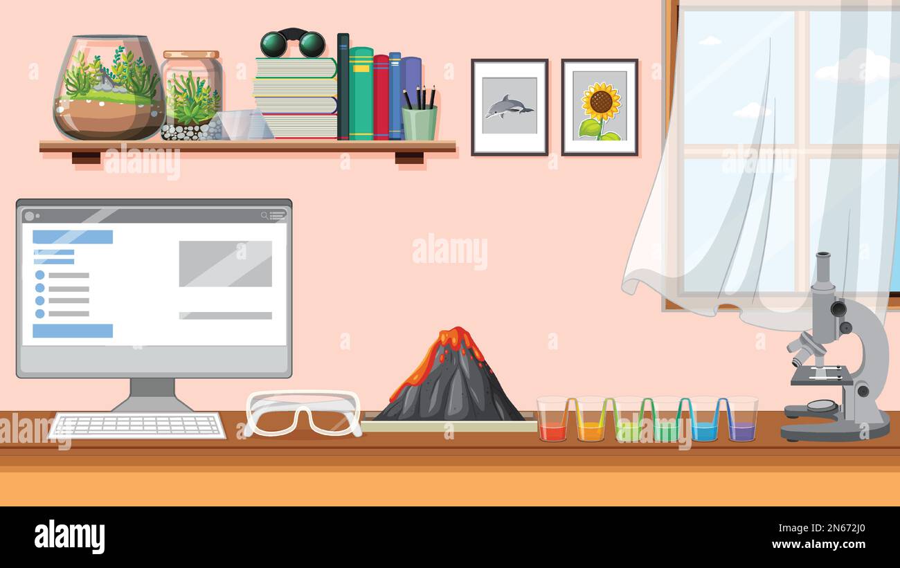 Science student learning table background illustration Stock Vector ...