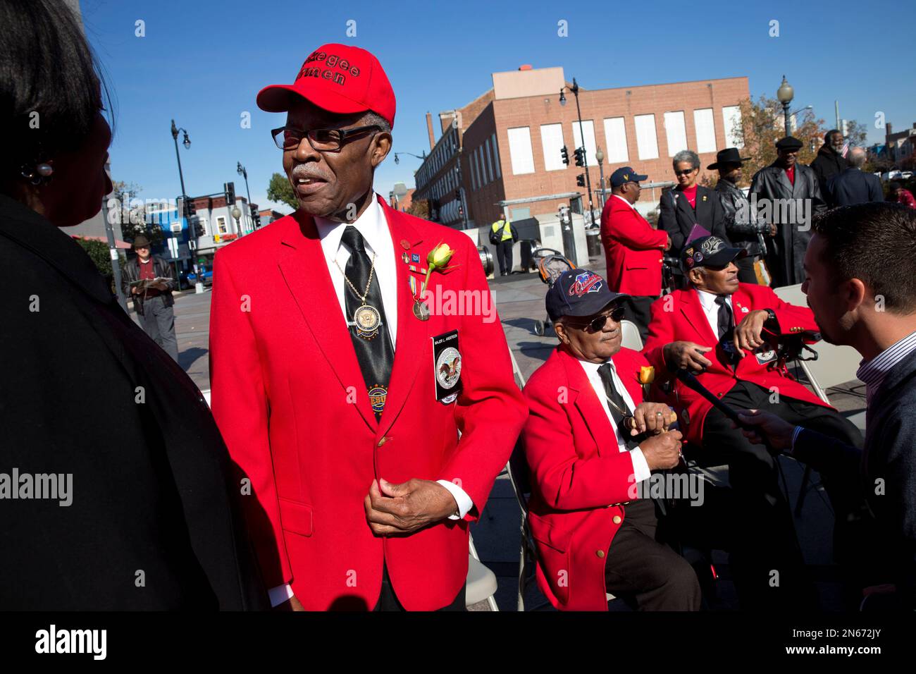 Major L. Anderson, 88, of Washington, left, an original Tuskegee Airman ...
