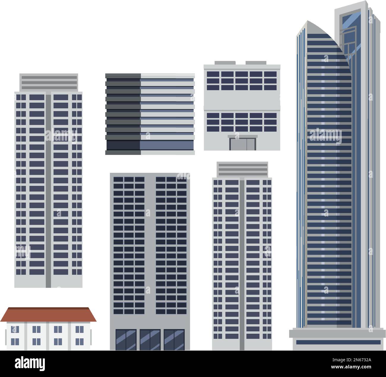 Different buildings set on white background illustration Stock Vector ...