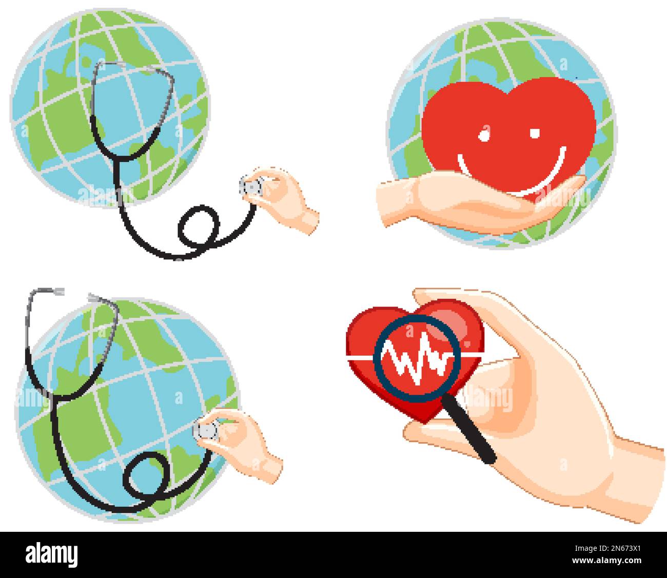 Earth globe with stethoscope icons illustration Stock Vector Image ...