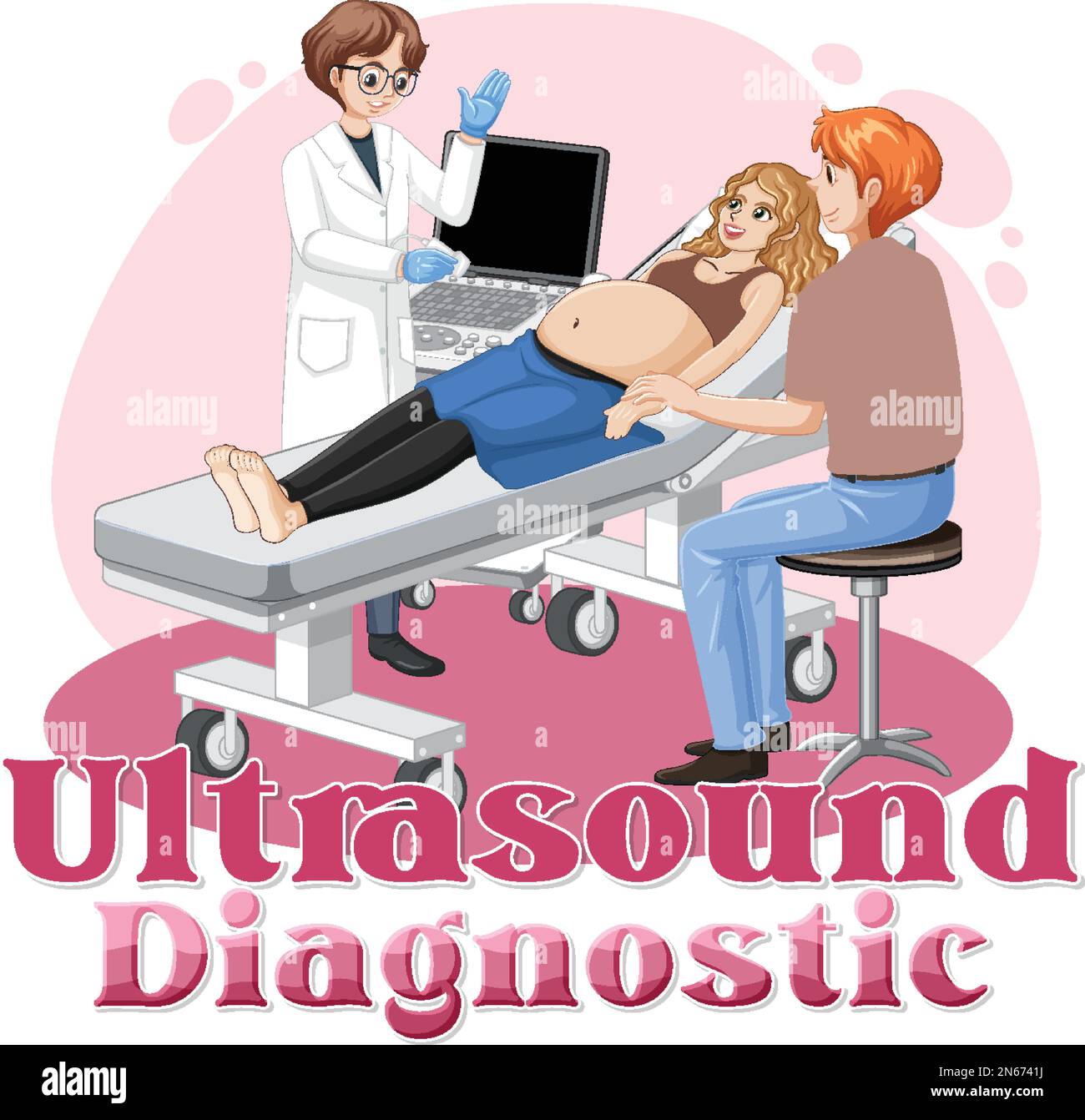 Ultrasound in pregnancy for banner or poster design illustration Stock ...