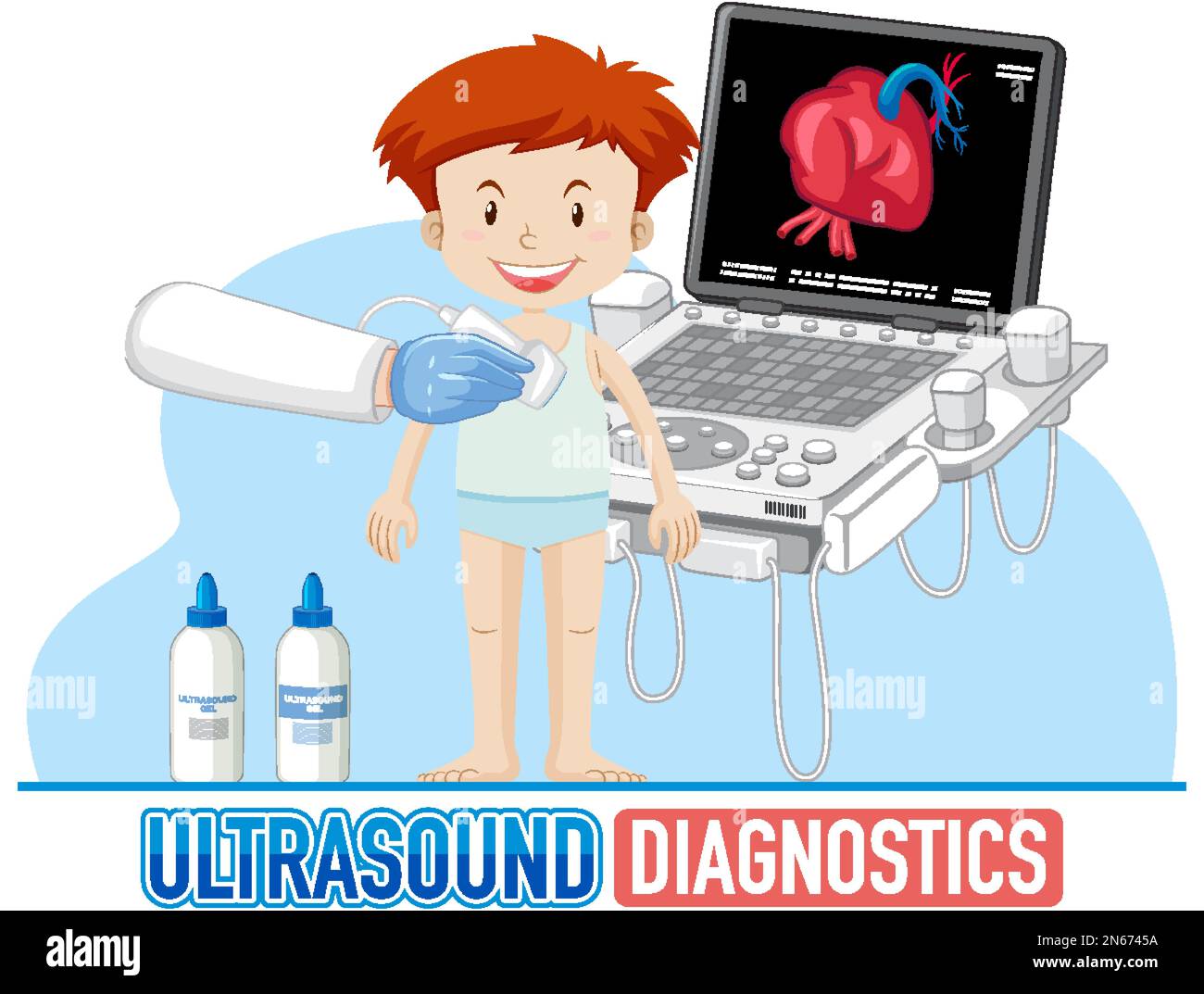 Ultrasound diagnostics text for banner or poster design illustration ...