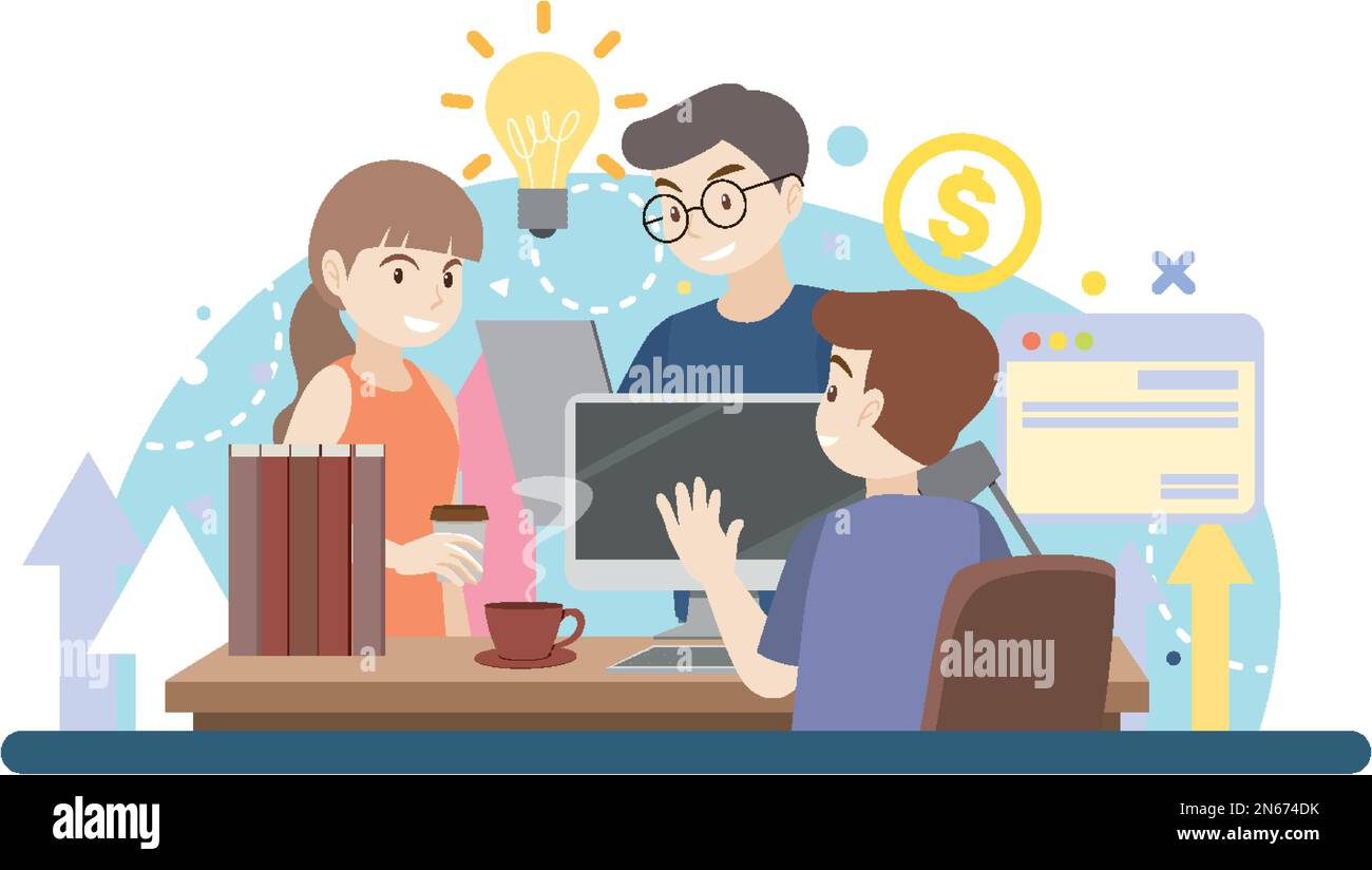 Working characters flat design for web banner illustration Stock Vector ...