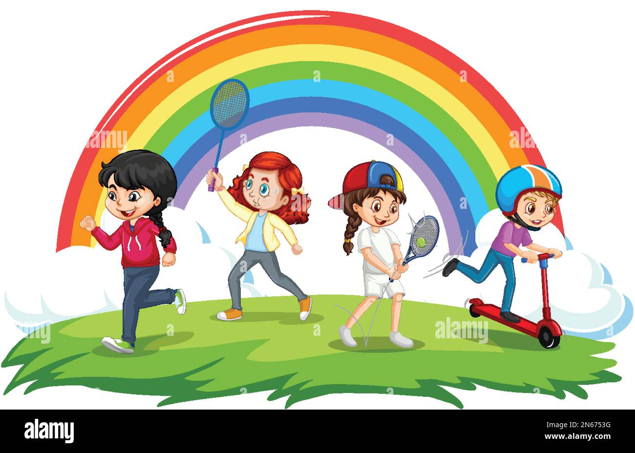 Happy children playing different sports illustration Stock Vector Image ...