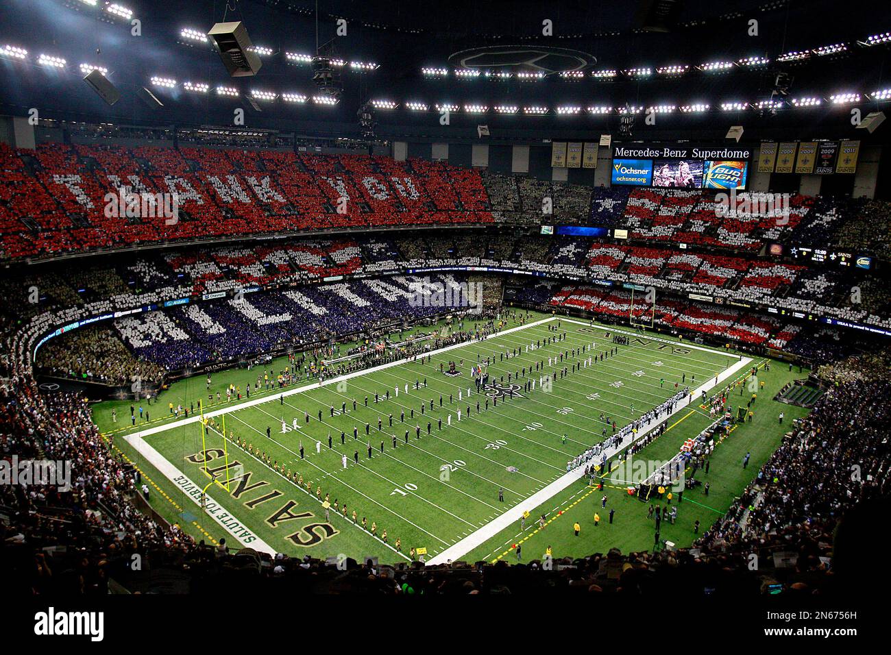 An overall inside view of the Mercedes-Benz Superdome as fans honor ...