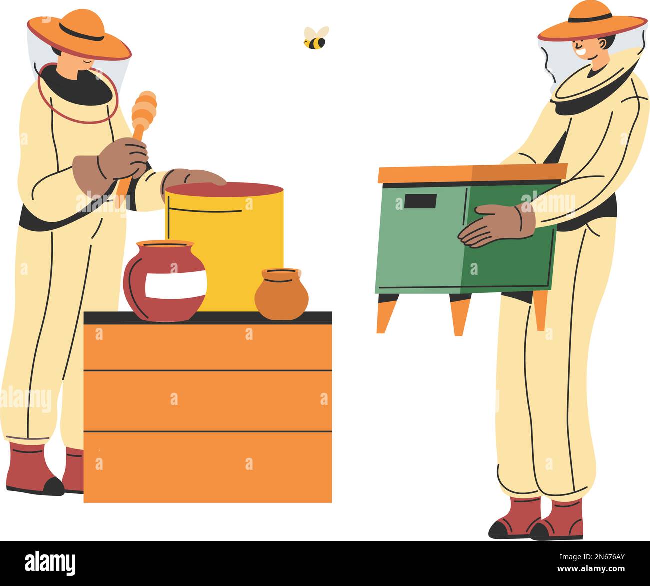 Farmers producing honey, beekeeping hobby vector Stock Vector Image ...