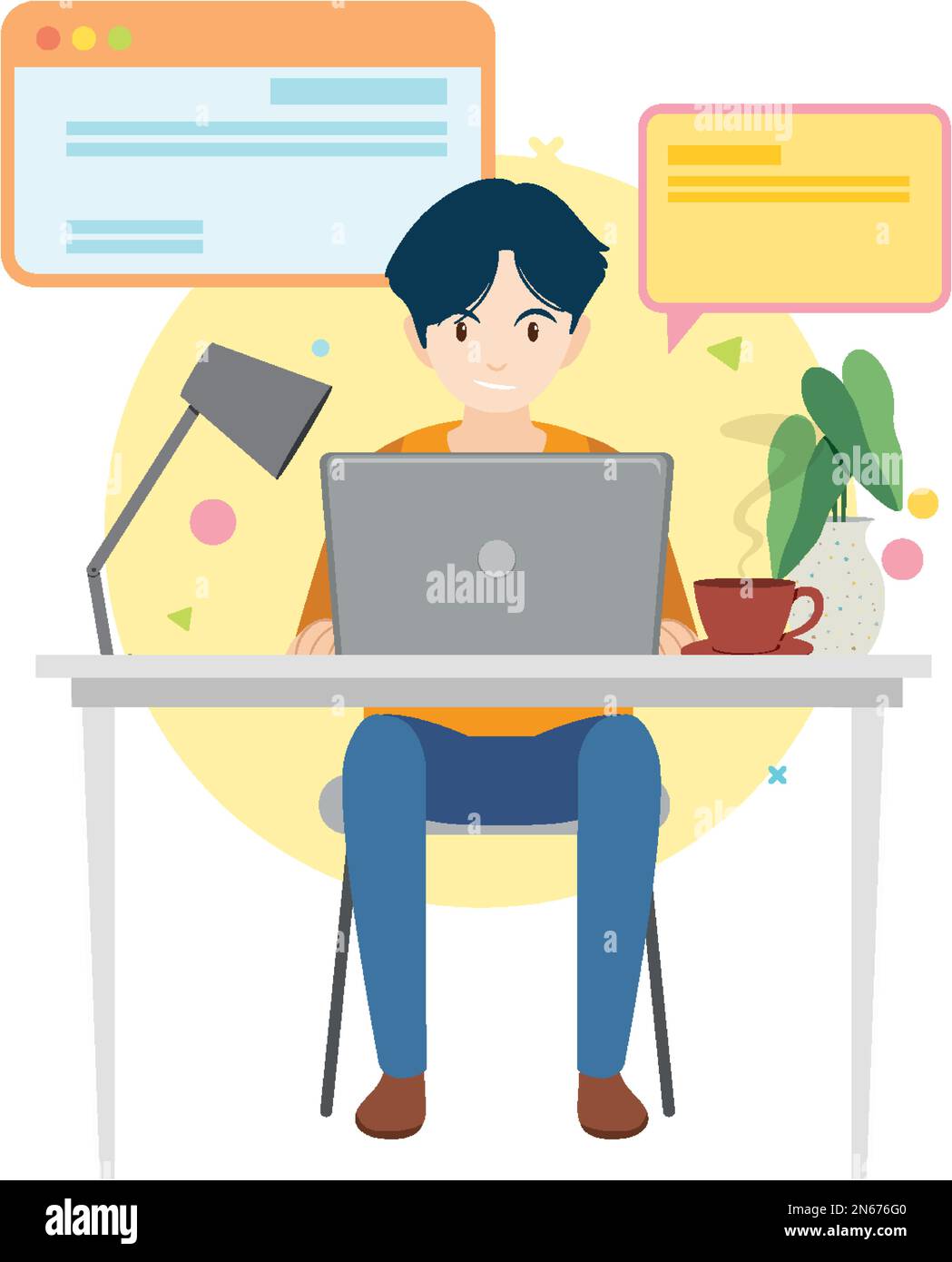 Working characters flat design for web banner illustration Stock Vector ...