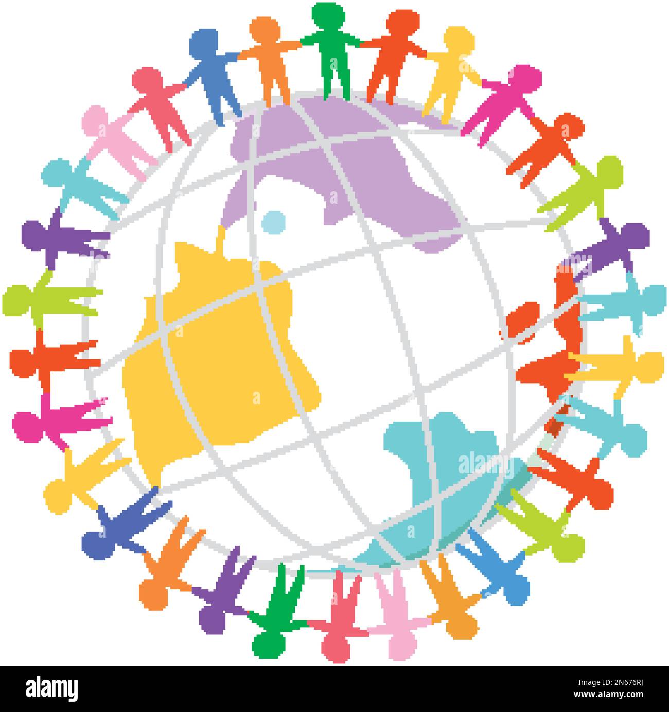 Human icons around earth globe illustration Stock Vector Image & Art ...