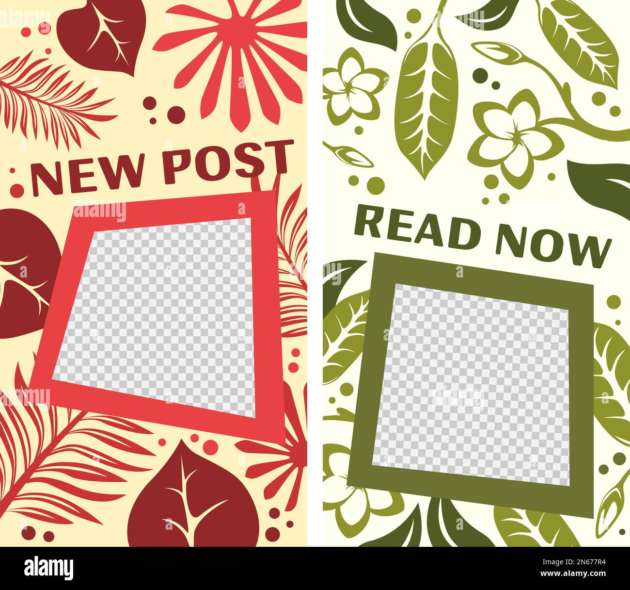 Frames for social media with tropical flowers hi-res stock photography ...