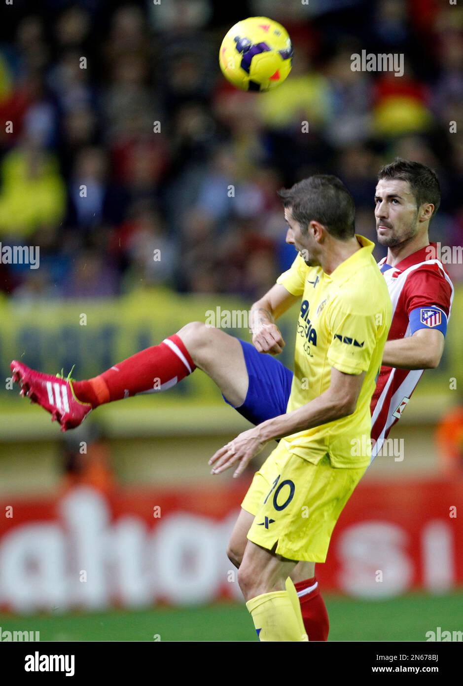 Athletico Madrid's Gabi Fernandez duels for the ball with Villarreal's ...