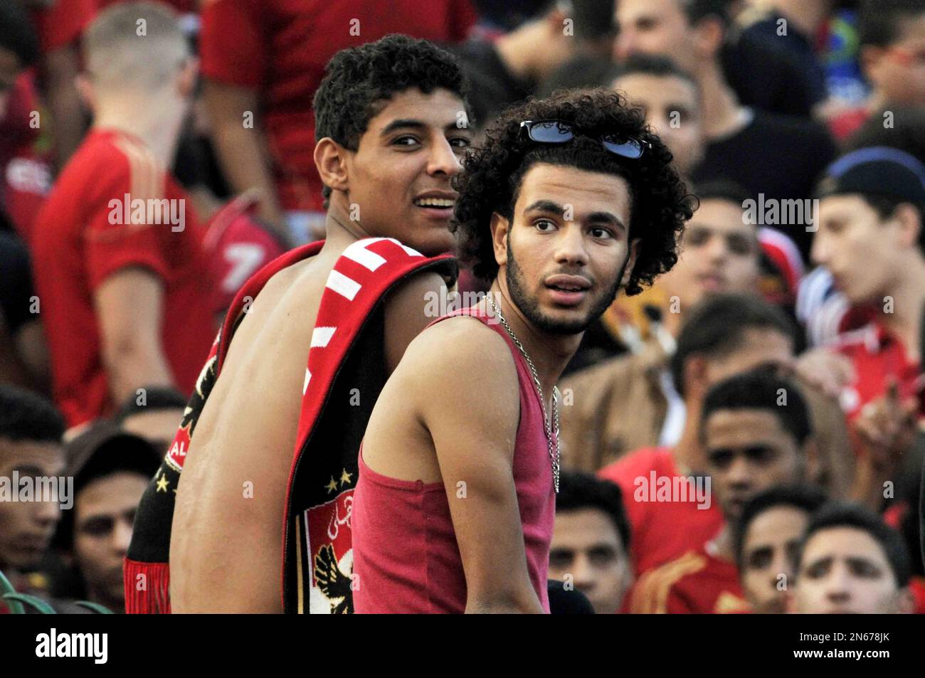 Egyptian club Al Ahly fans watch the African Champions League second ...