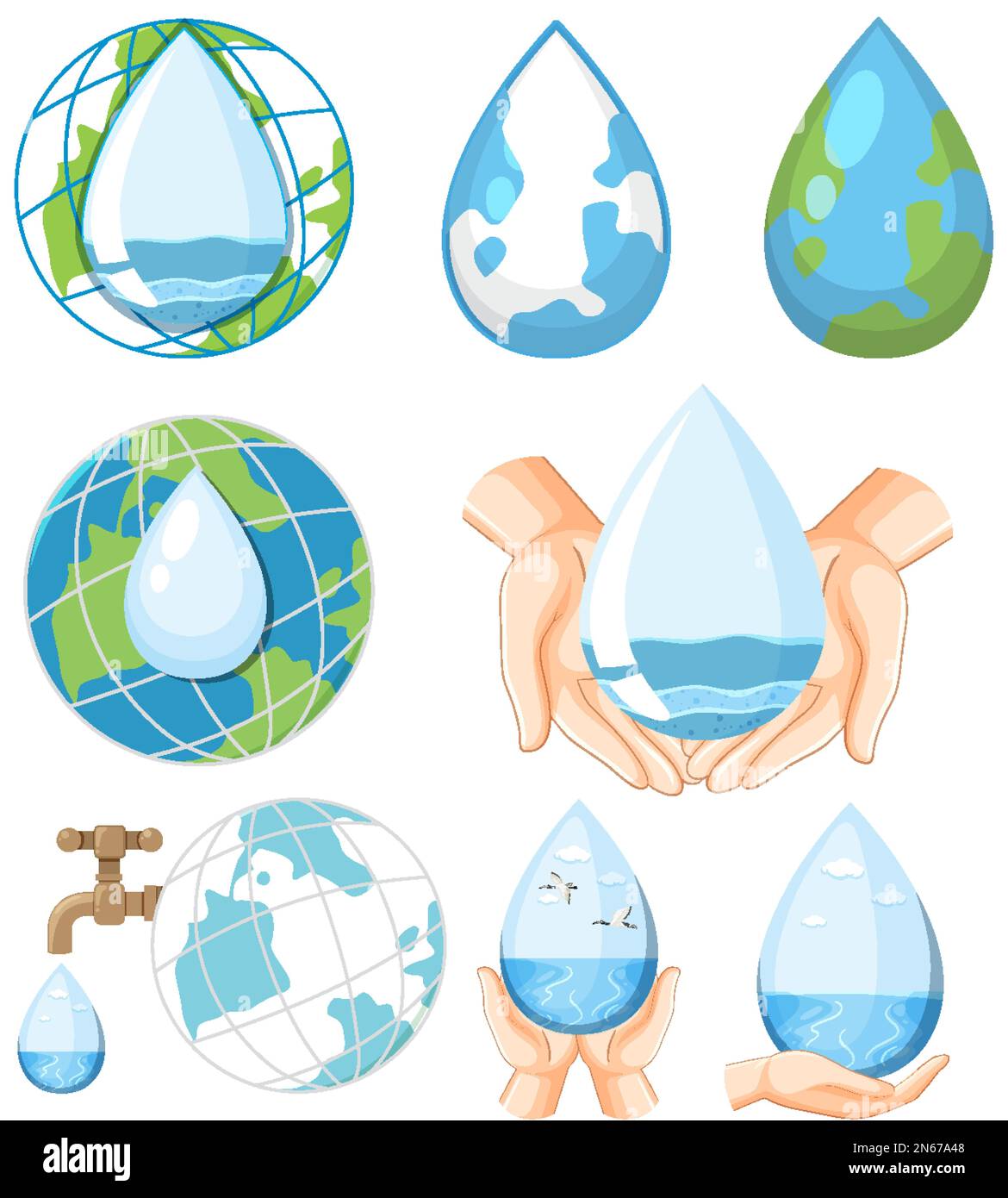 Water droplet world map Stock Vector Images - Alamy