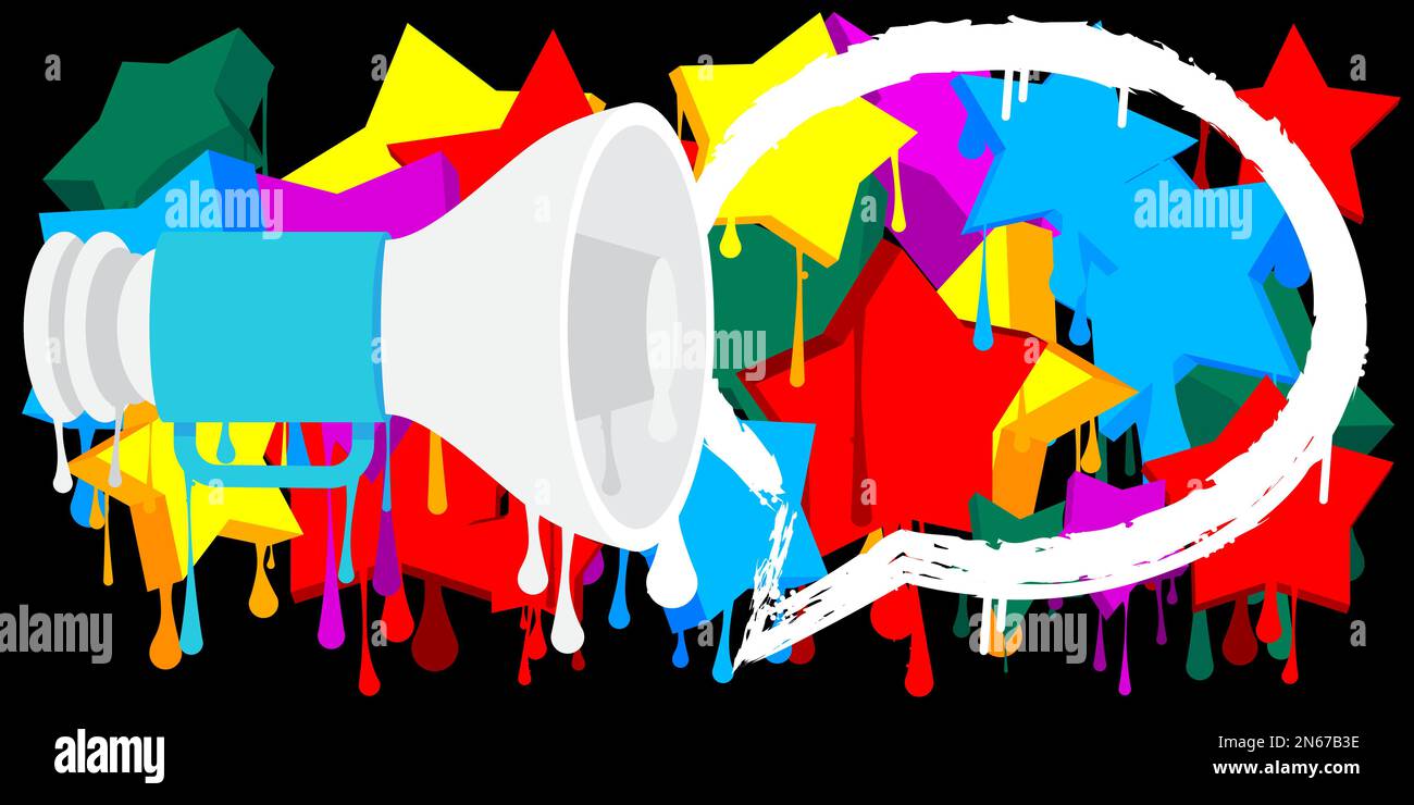 Megaphone Graffiti. Abstract modern Loudspeaker street art decoration ...