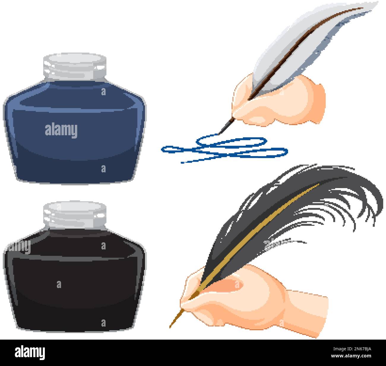 Black ink feather pen quill illustration Stock Vector Image & Art - Alamy